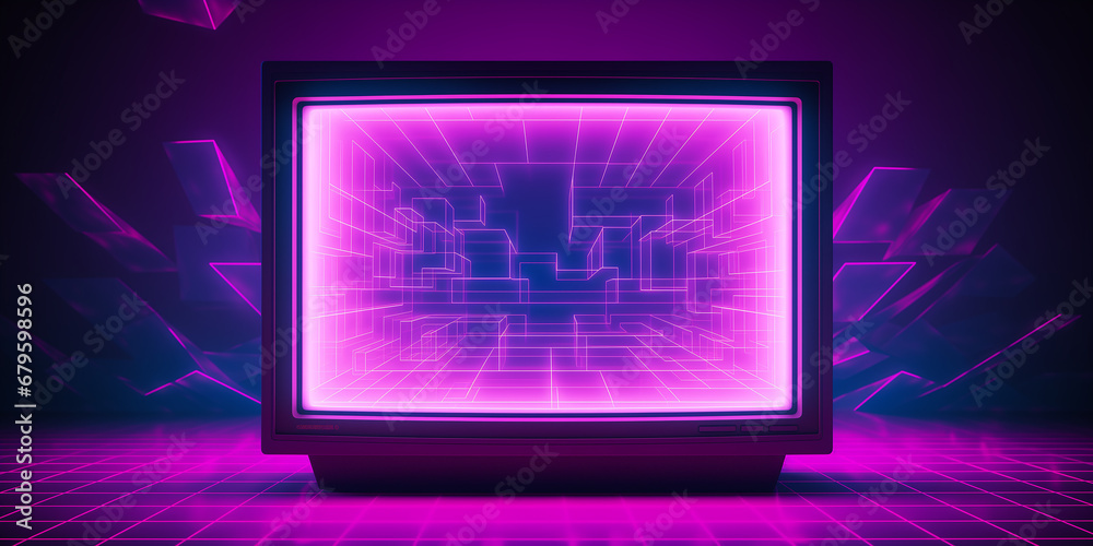 Retro Futurism Delight: 80s-inspired Retro Wave background on a vintage ...
