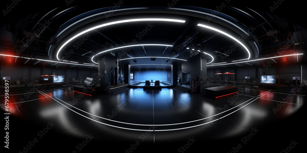 Sleek Elegance: 360-Degree HDRI Panorama of a Minimalistic Studio with ...