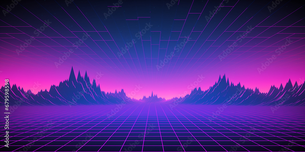 Retro Futurism Delight: 80s-inspired Retro Wave background on a vintage ...