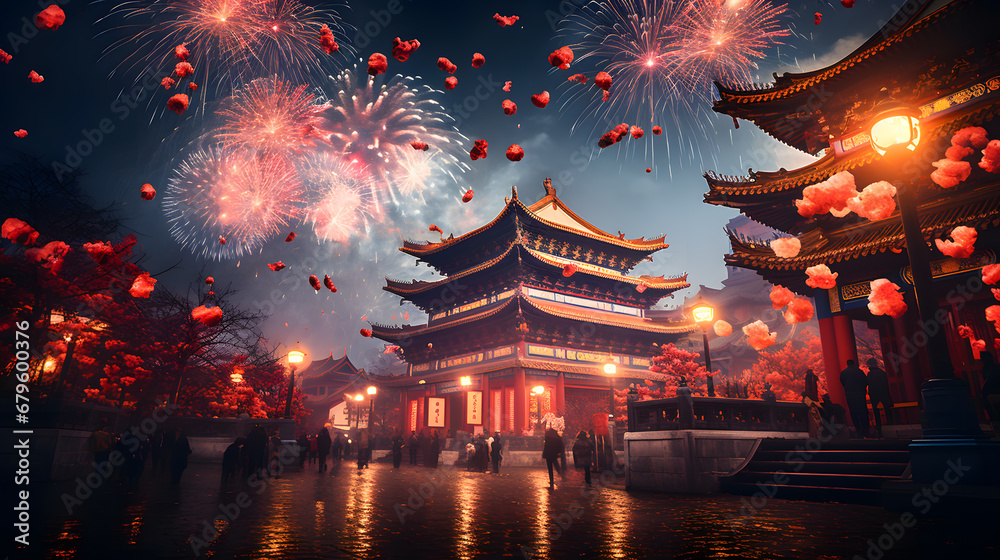 An awe-inspiring display of fireworks lighting up the night sky ...