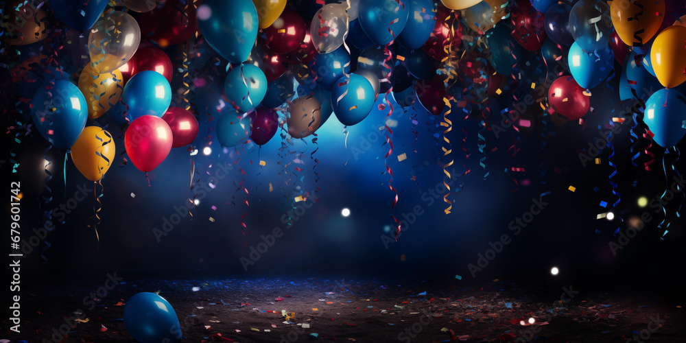 Festive Frenzy: Vibrant Party Background with Dazzling Lights, Confetti ...