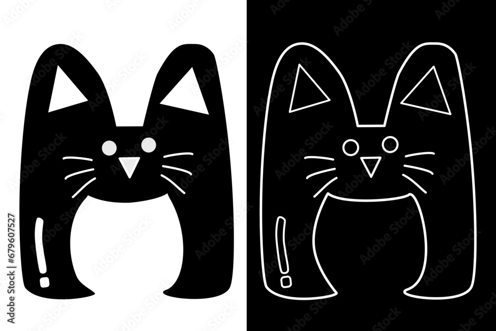letter M and cat alphabet vector design for icon, symbol or logo. M ...