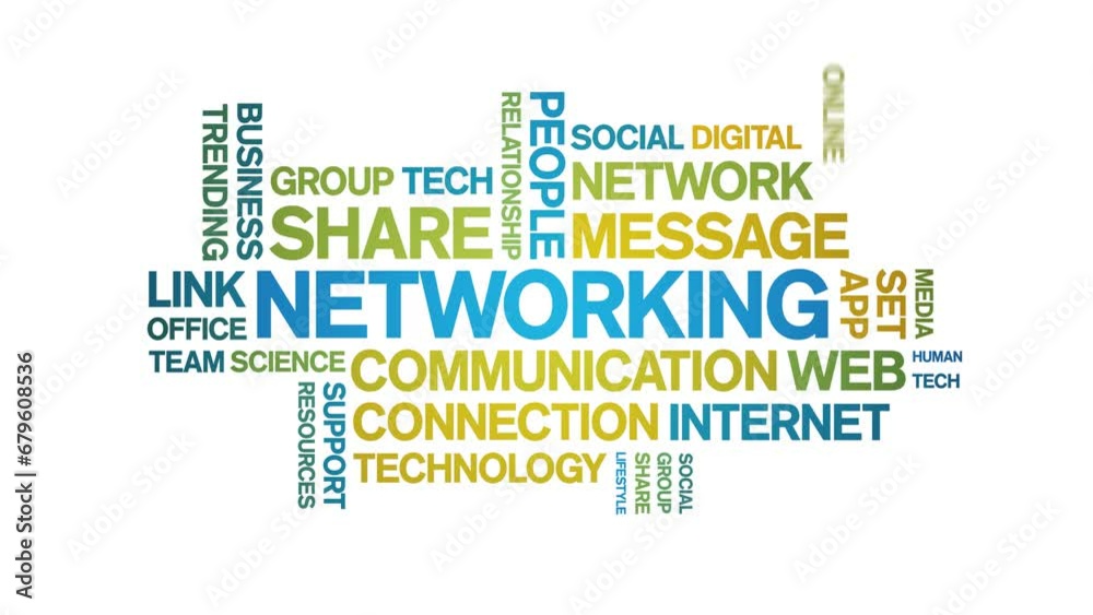 Networking Animated Tag Word Cloudtext Design Animation Kinetic Typography Seamless Loop Stock