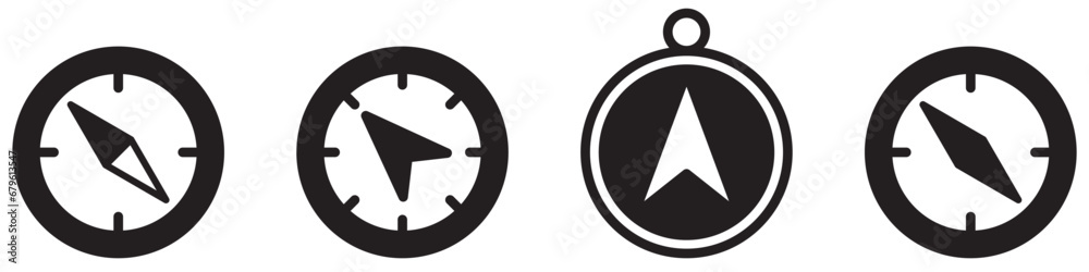 Compass icons vector set isolated on transparent background. Compass ...