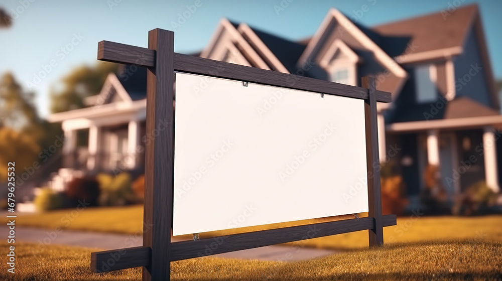 Photo & Art Print Generative AI, Real estate street sign or banner mock ...