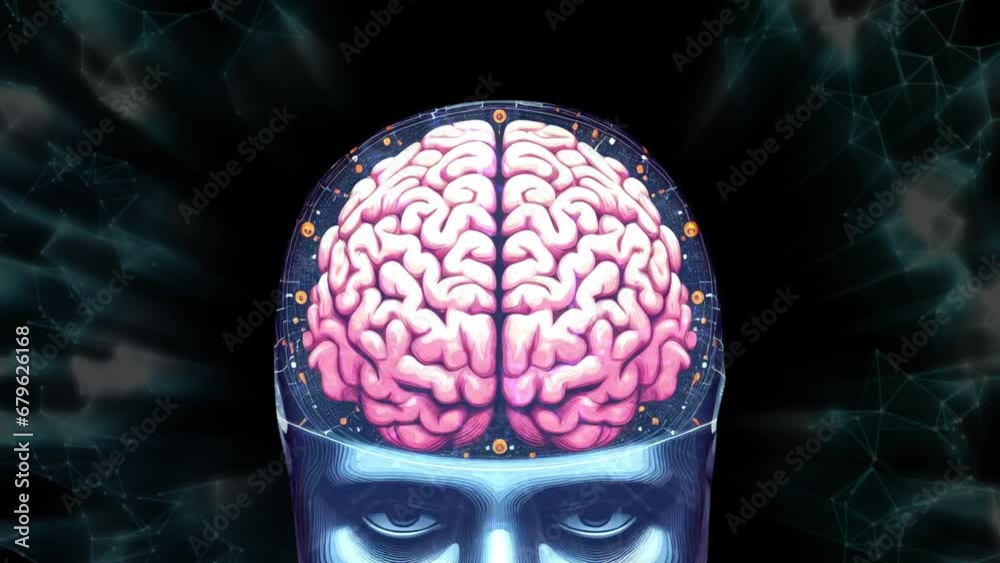 Animation of human thought process. Human brain animation. A network of ...