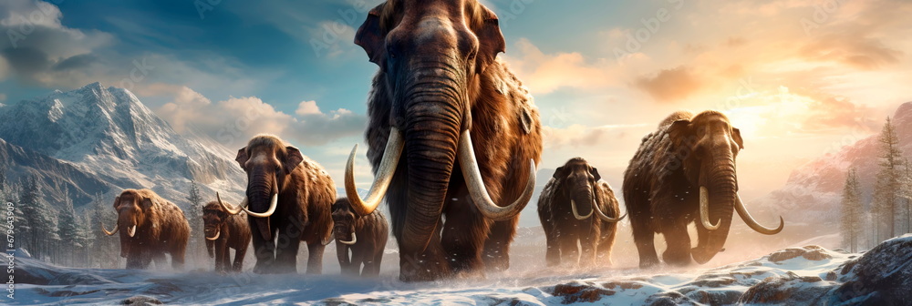Ice Age Megafauna giant ice age creatures such as woolly mammoths Stock ...