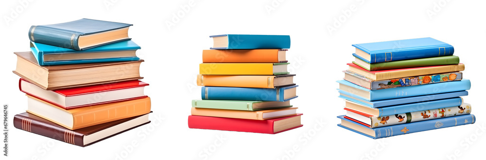 stack of children books isolated. Children books collection. Pile of ...