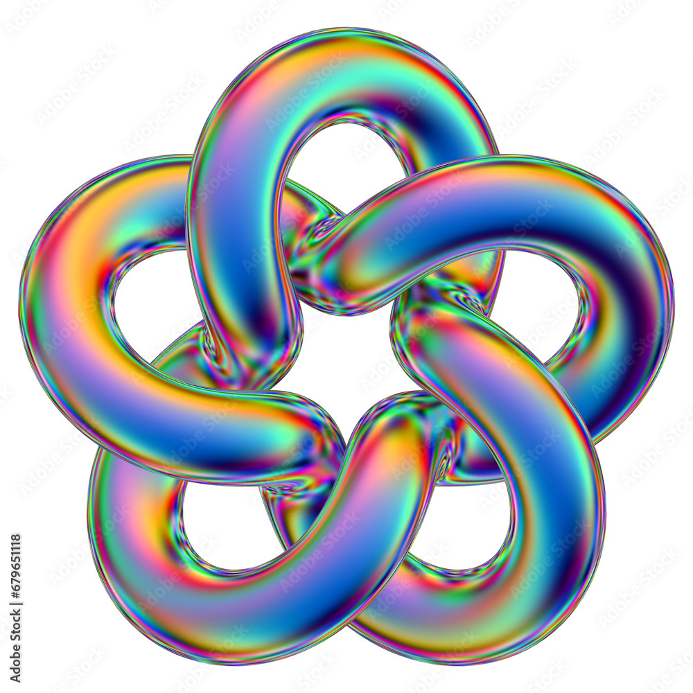 Iridescent geometric 3D shape isolated on a transparent background ...