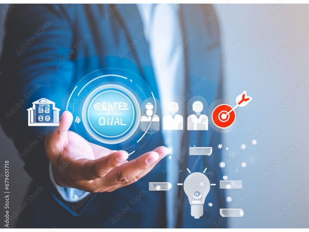 businessman showing business goal setting concept ,Target Growth ...