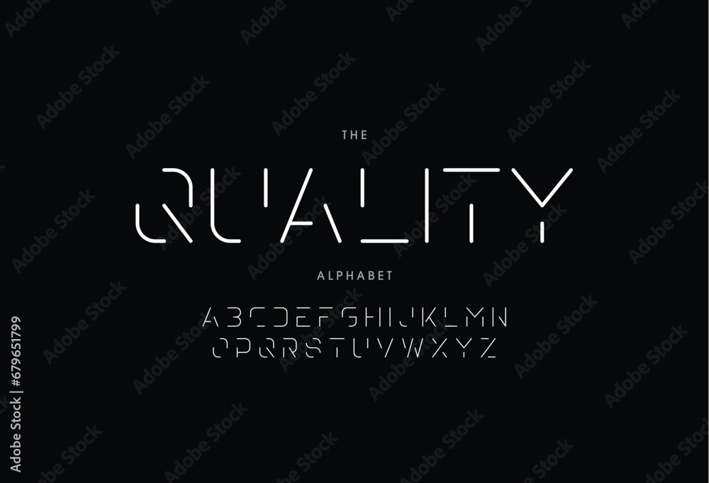 Vetor de Stencil thin line style alphabet. Thin segment line font ... Vetor de Stencil thin line style alphabet. Thin segment line font ...