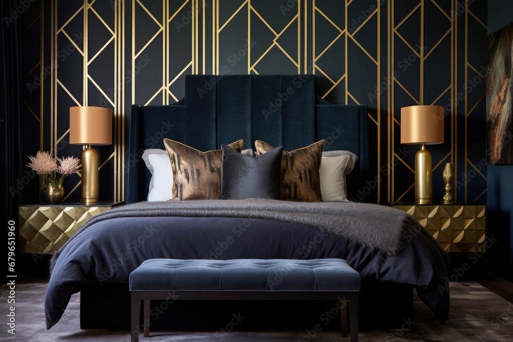 Geometric velvet headboard store