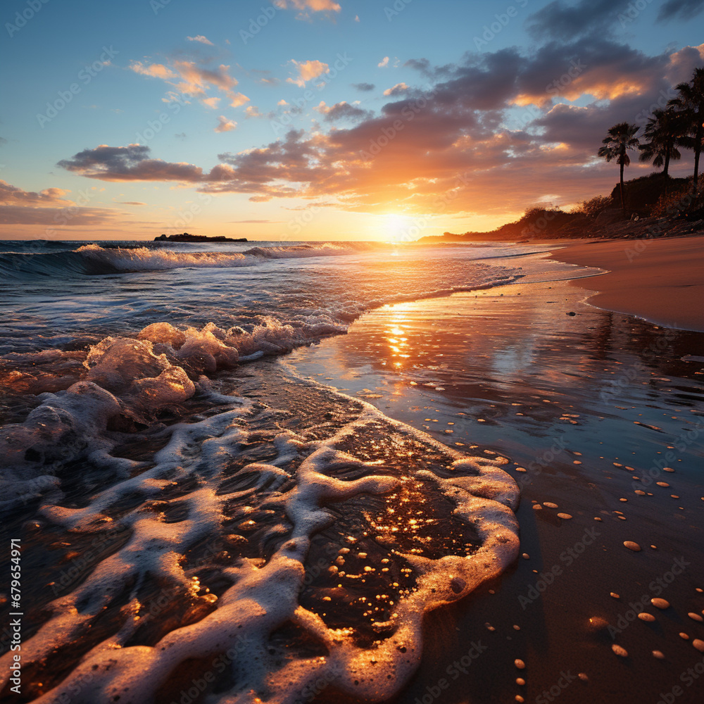 sunset, sea, beach, water, sun, sky, ocean, landscape, coast, nature ...