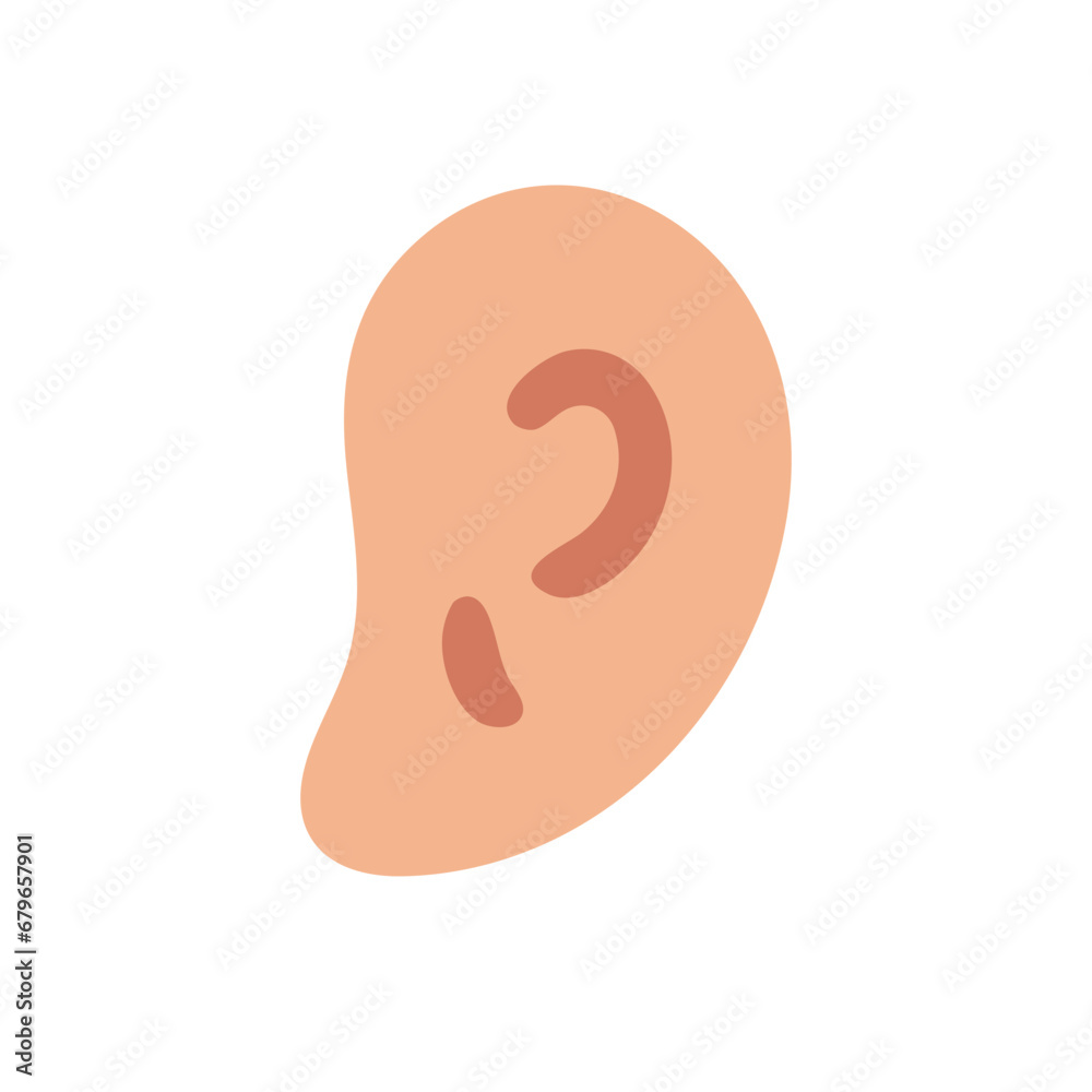 Human ear in cartoon style isolated on white background. Learning body ...