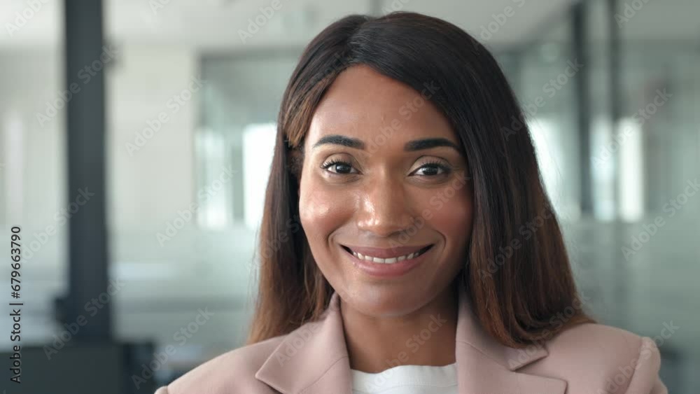 Confident smiling young professional business woman ceo corporate leader, female African ...
