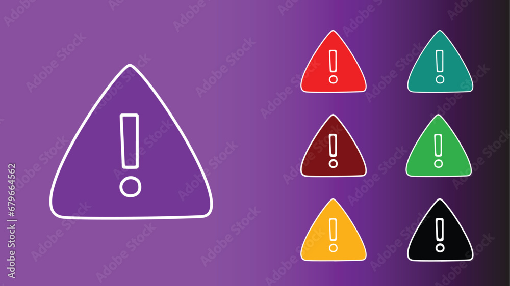 Danger warning icon set Vector. Exclamation mark of warning attention ...