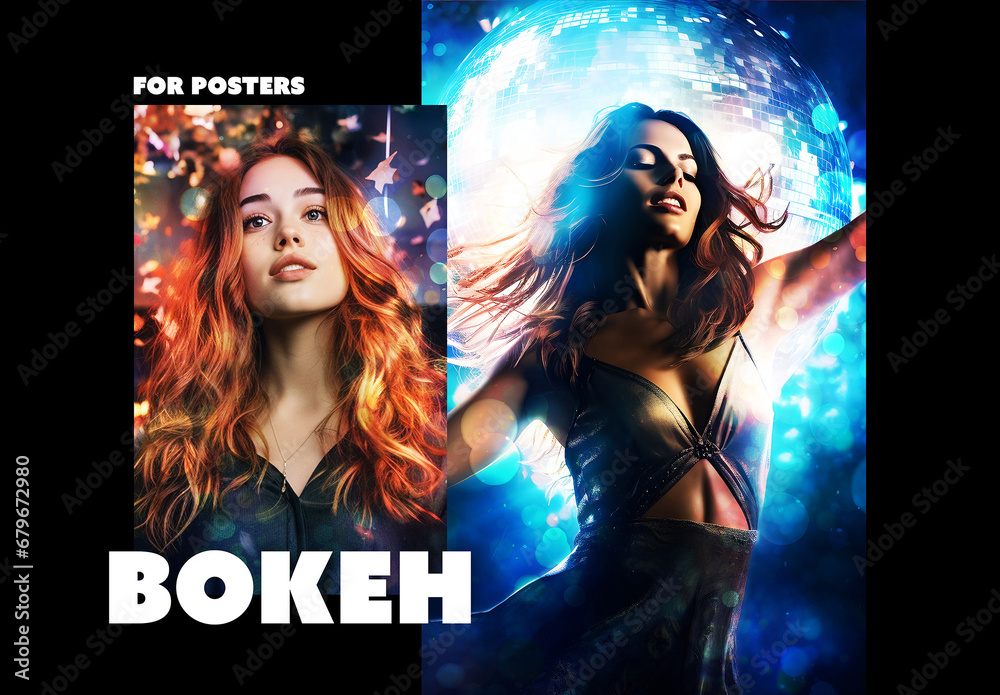 Bokeh Poster Photo Overlays Effect Mockup With Generative AI Stock ...
