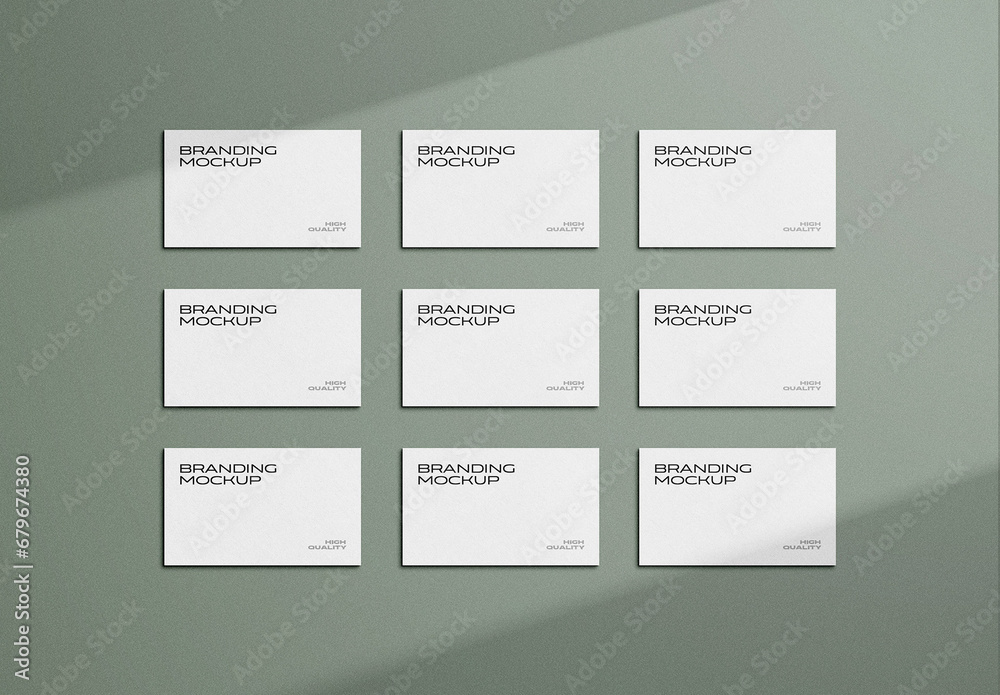 Realistic Branding Identity Business Cards Mockup Stock Template ...