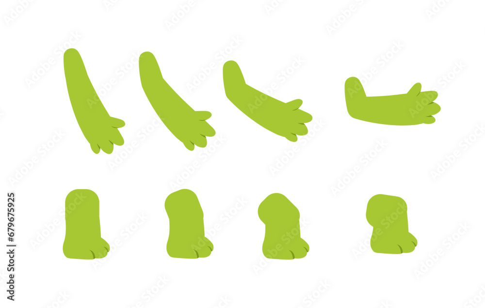 Set of Character Constructor for Animation. Hands and feet of turtle in ...