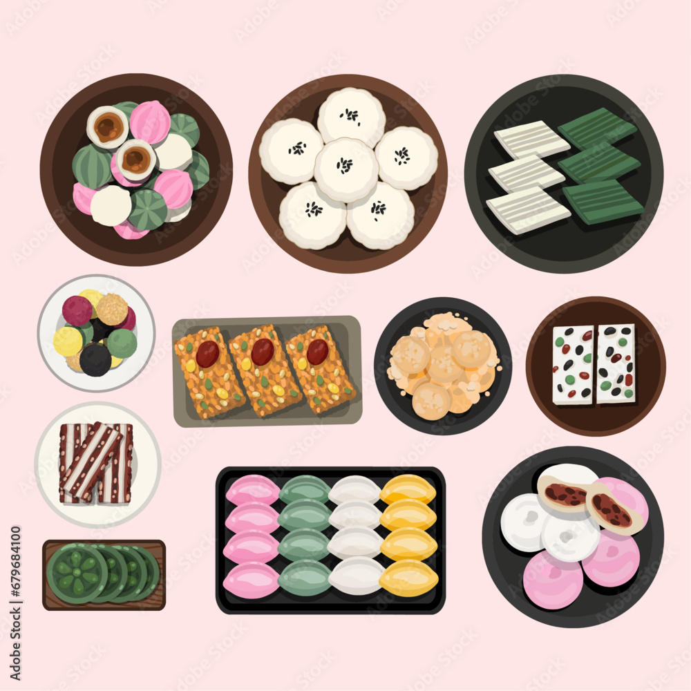 Korean traditional sweet rice cake. Kultteok, jeungpyeon, jeolpyeon ...