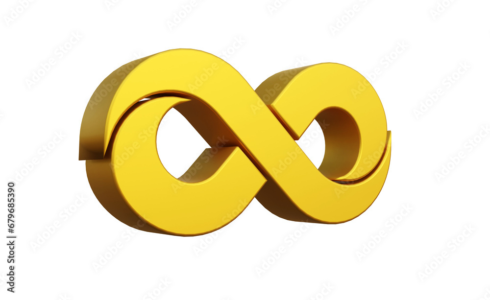 Infinity symbol 3d render isolated, gold infinity icon 3d render ...