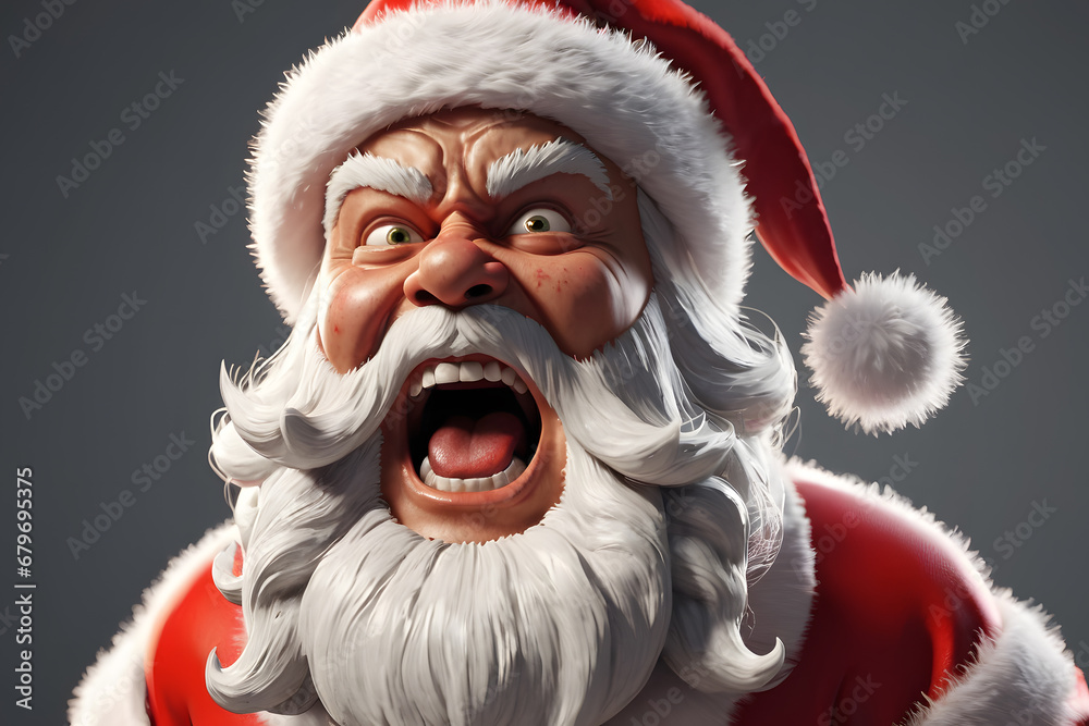 Angry Santa Claus, Yelling. 3d render. Generative AI Stock Illustration ...