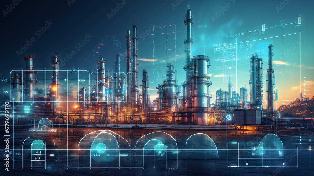 Integrated Petrochemical Infrastructure: Power Plant Refinery, Storage ...