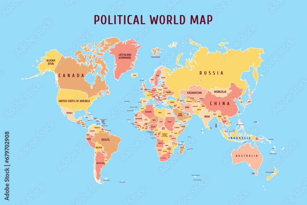 Vector political map of the world Stock Vector | Adobe Stock
