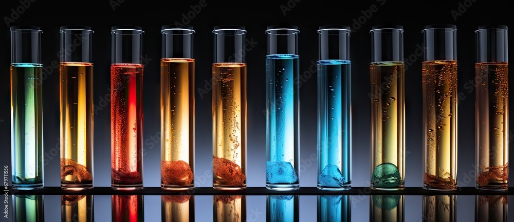 A Spectrum of Colors in Aligned Test Tubes Stock Photo | Adobe Stock