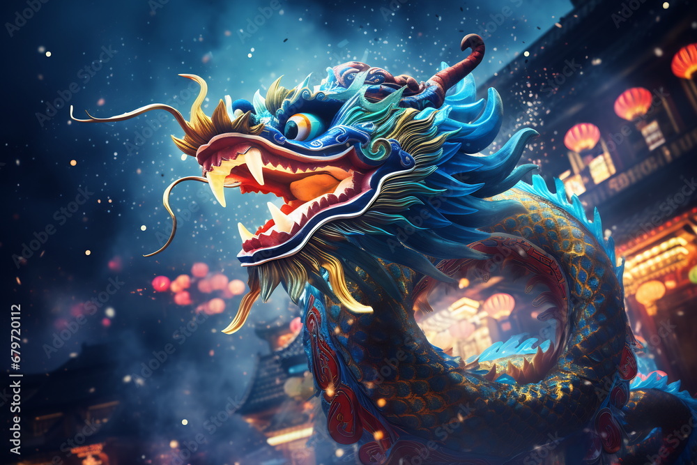 Blue Chinese Dragon Wallpaper