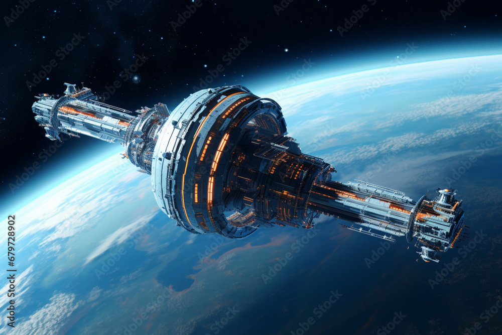 A space station in orbit around a gas giant, serving as a hub for ...