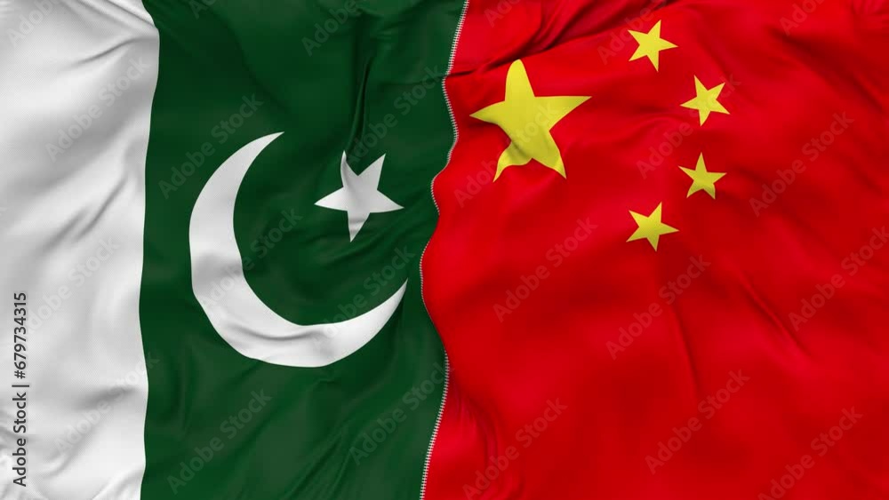 Pakistan and China Flags Together Seamless Looping Background, Looped ...
