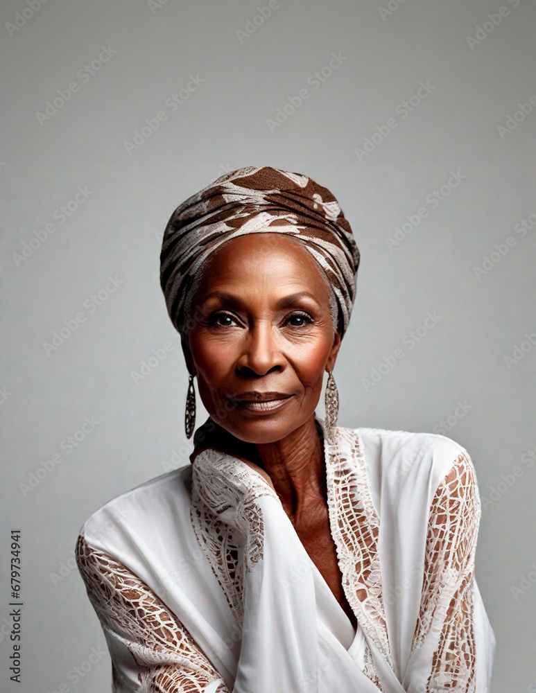 Mature model woman, 50s mid age elderly senior female portrait for ...