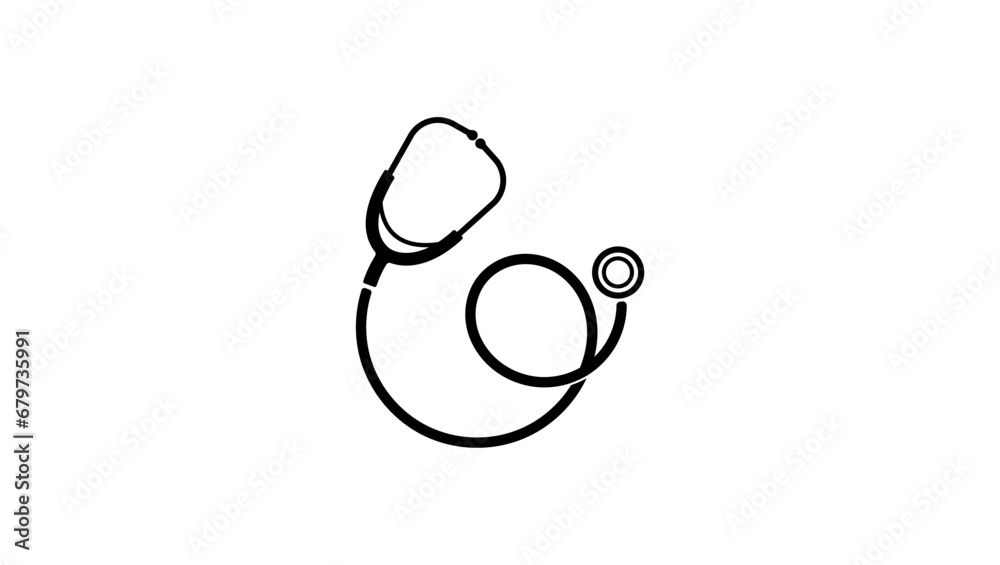 stethoscope logo, black isolated geometric silhouette Stock Vector ...