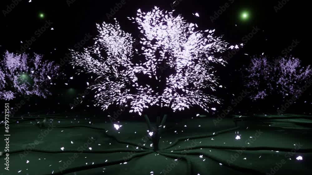 Autumn leaf fall animation. Abstract purple falling autumn leaves. Tree ...