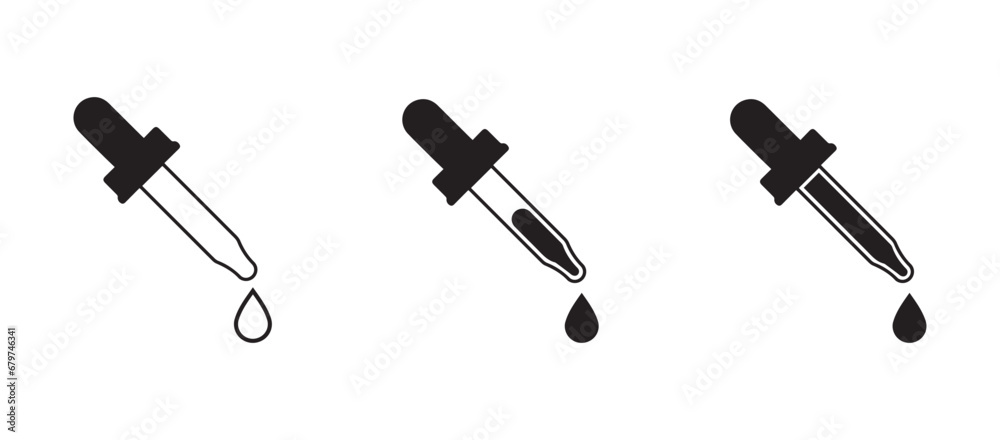 Dropper icon Set, pipette vector icon, Eyedropper pictogram in flat ...