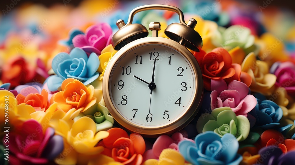 Flower Clock Created Fresh Beautiful White, HD, Background Wallpaper ...