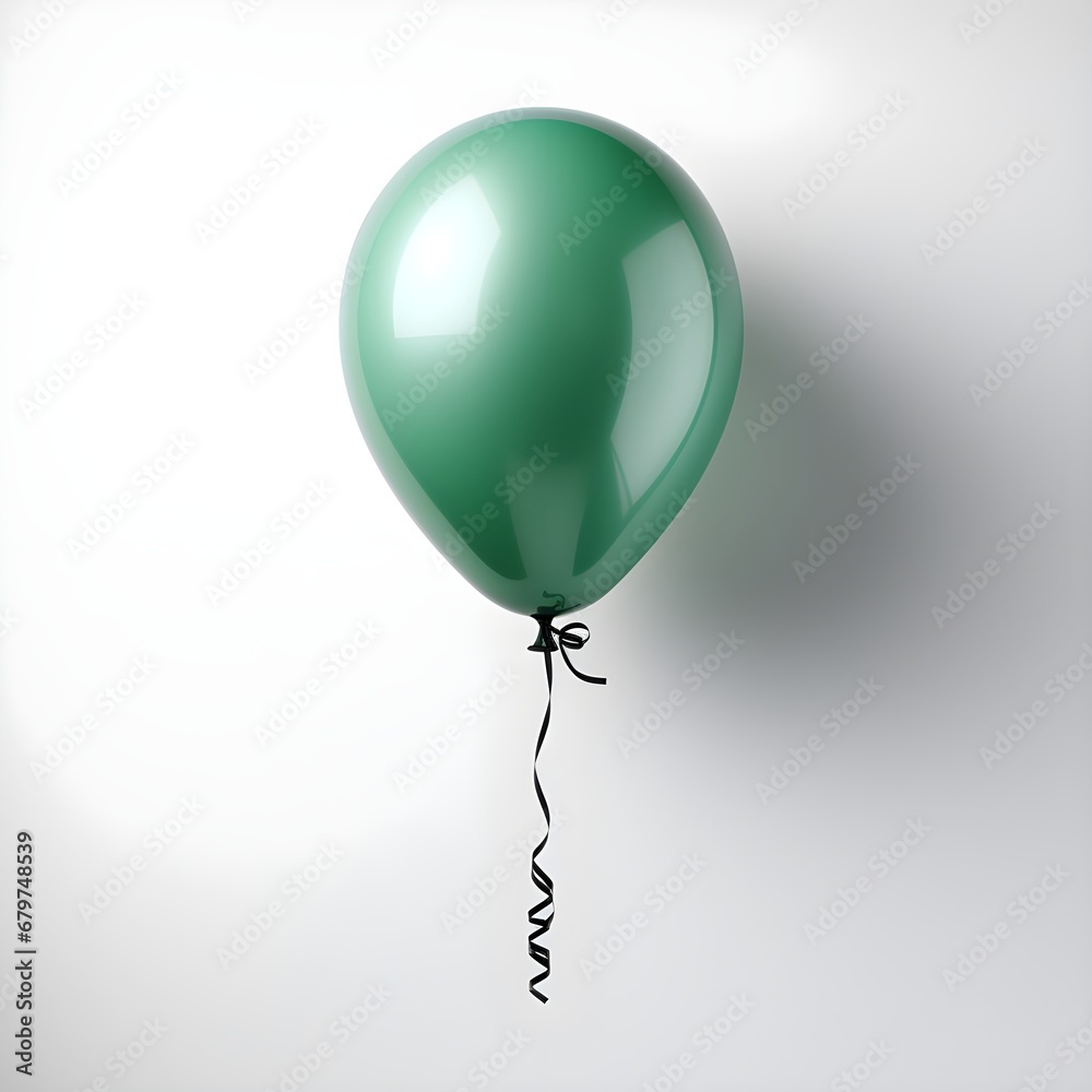 green balloon isolated on white background with shadow. Blow up green ...
