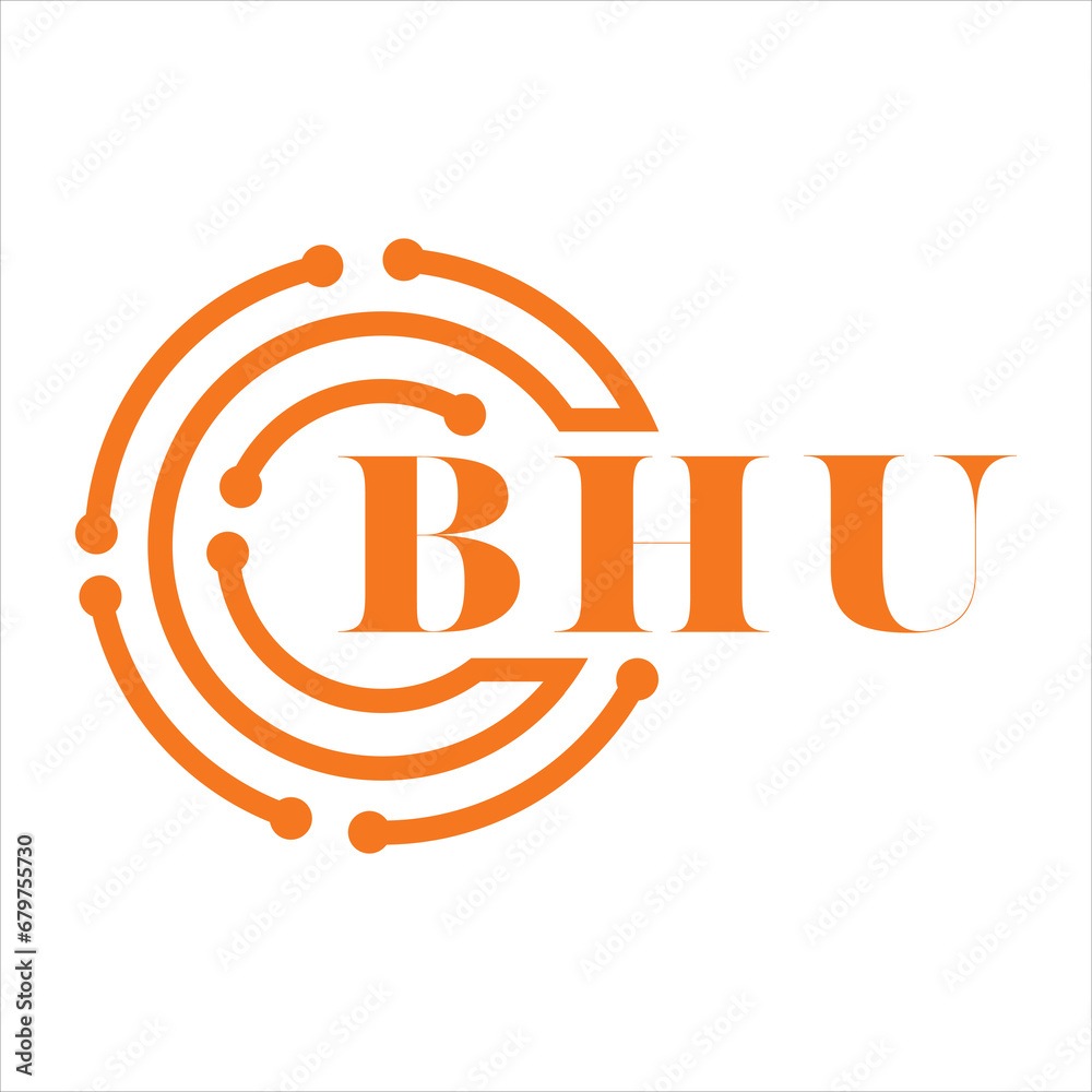 BHU letter design. BHU letter technology logo design on white ...