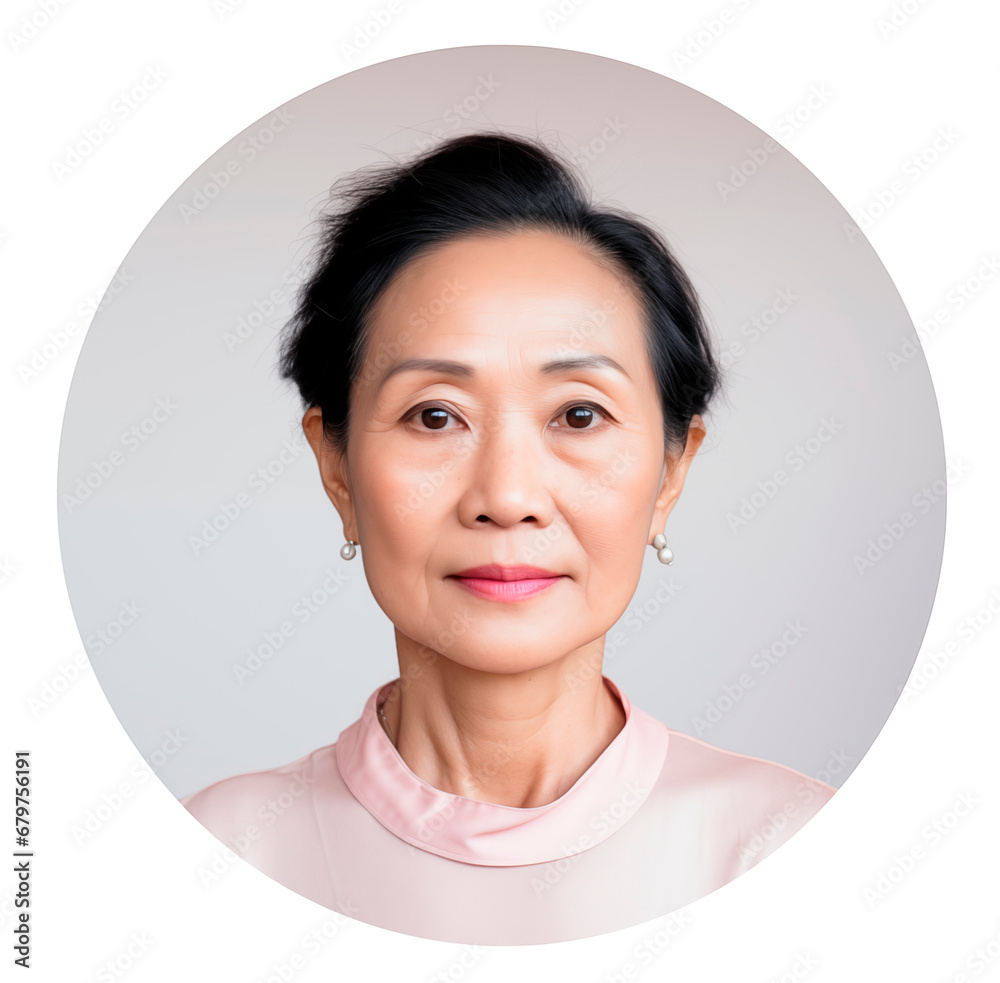 Adult Asian modern woman. Portrait of an elderly elegant woman in a ...