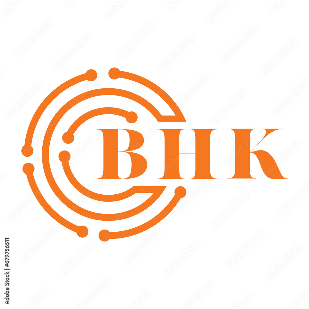 BHK letter design. BHK letter technology logo design on white ...