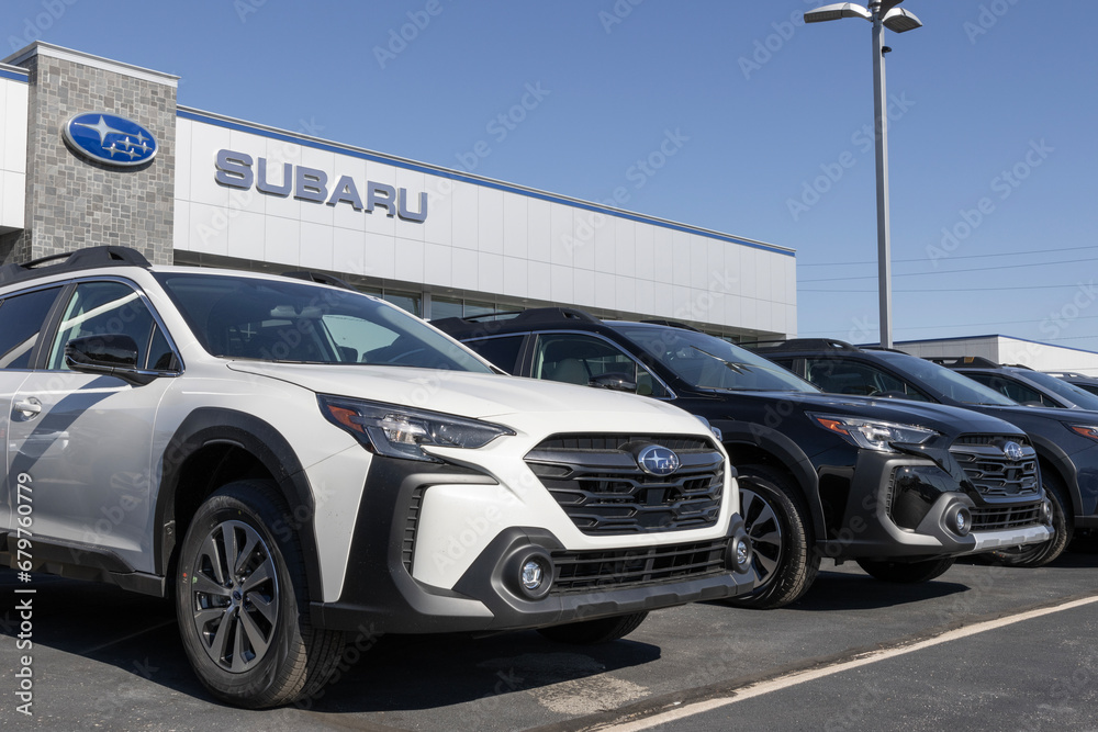 Subaru Outback display at a dealership. Subaru offers the Outback in ...