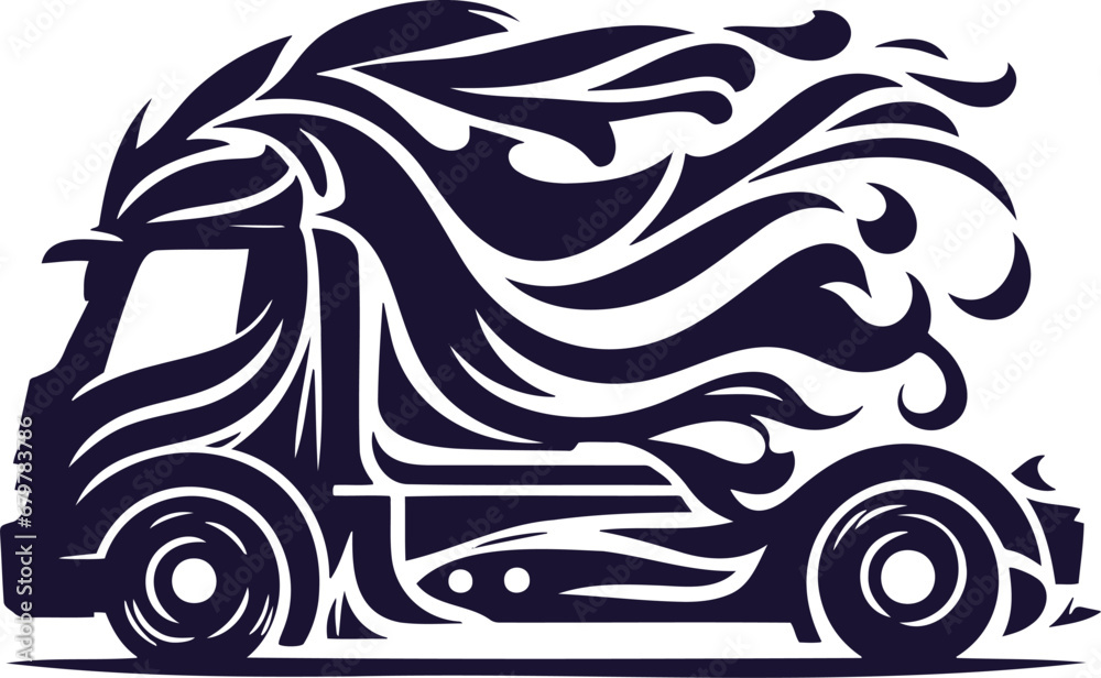 Stencil drawing in vector form illustrating abstract cargo ...