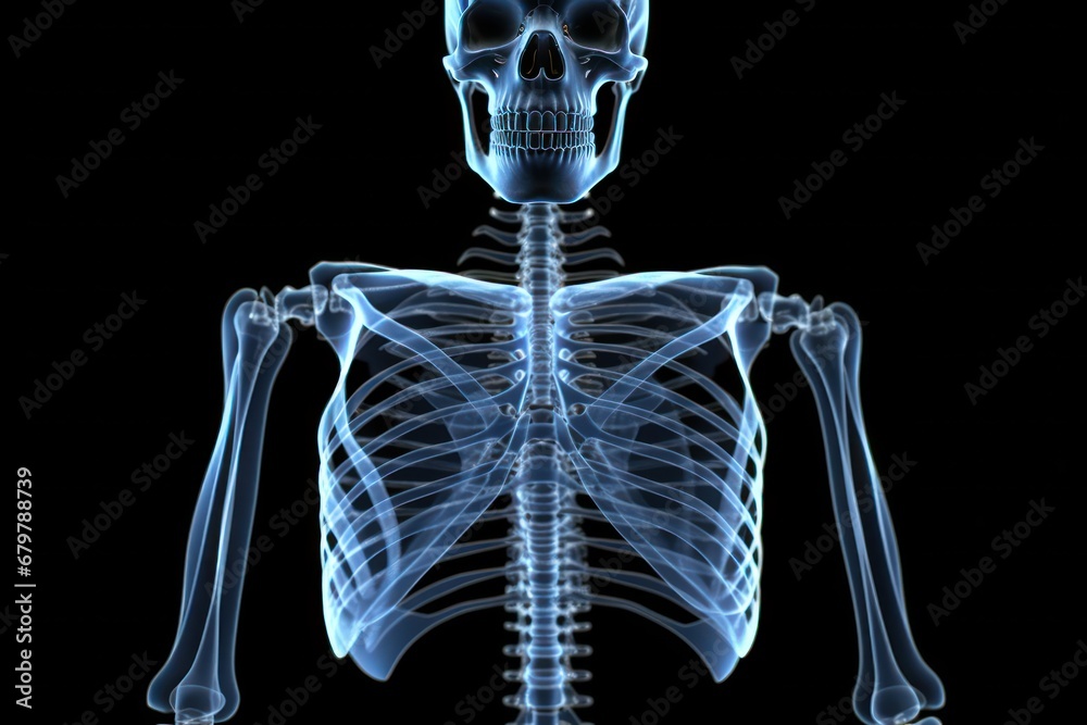 X-ray or radiograph of man showing anatomy of bones and joint of human ...