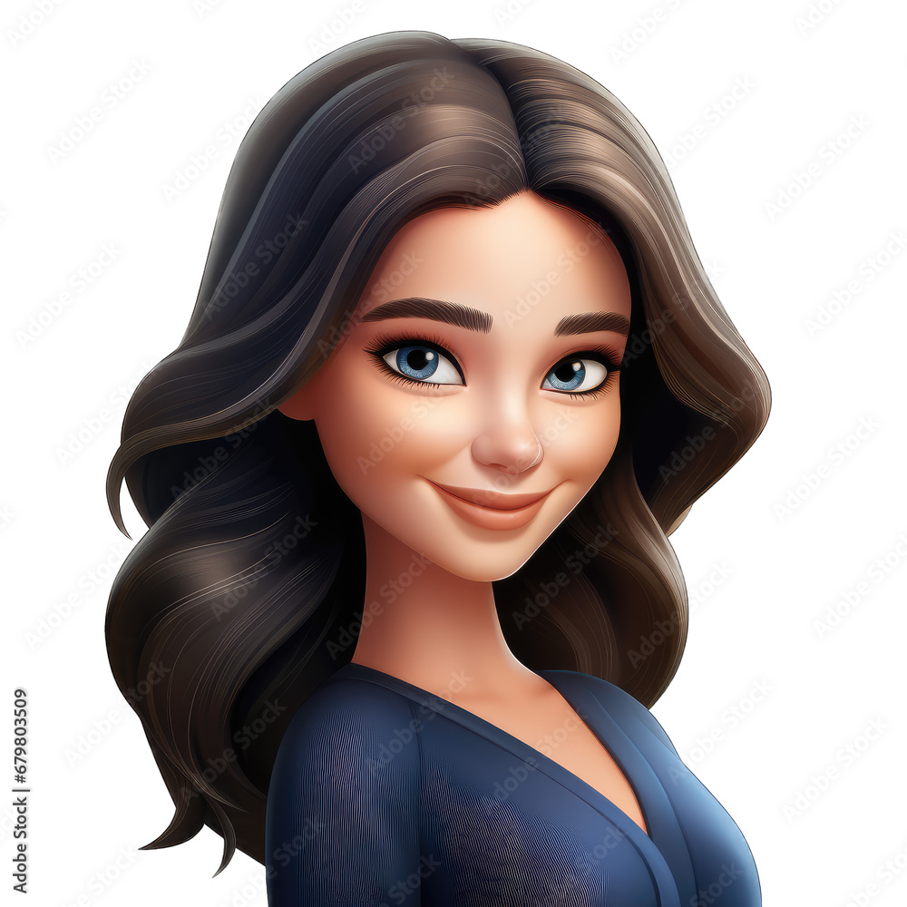Memoji beautiful smiling woman isolated on transparent and white ...