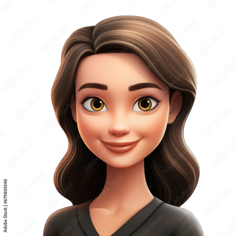 Memoji beautiful smiling woman isolated on transparent and white ...