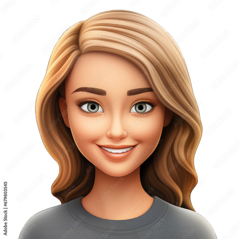 Memoji beautiful smiling woman isolated on transparent and white ...