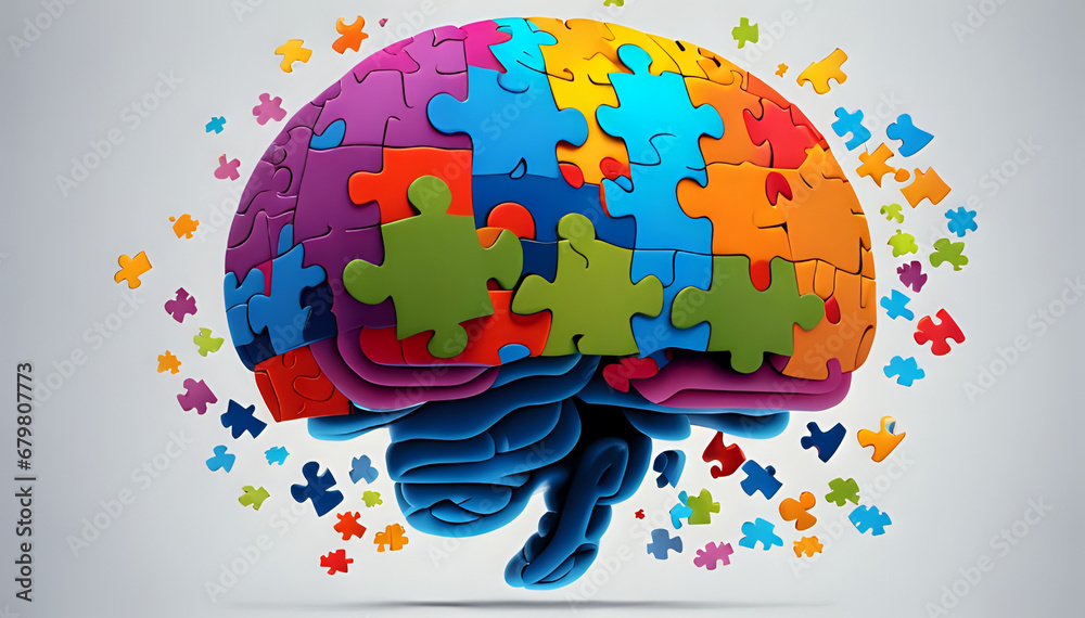 Brain puzzle icon. Colorful neurodiversity concept. Human mind ... Brain puzzle icon. Colorful neurodiversity concept. Human mind ...