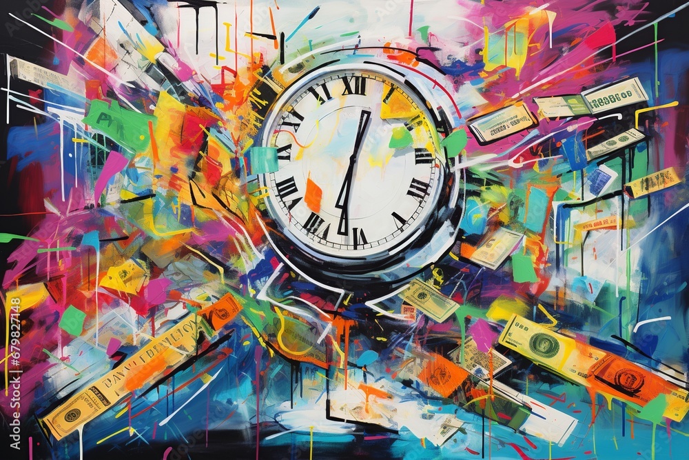 Financial Fusion: Immersive street art blending dollar signs, stock ...