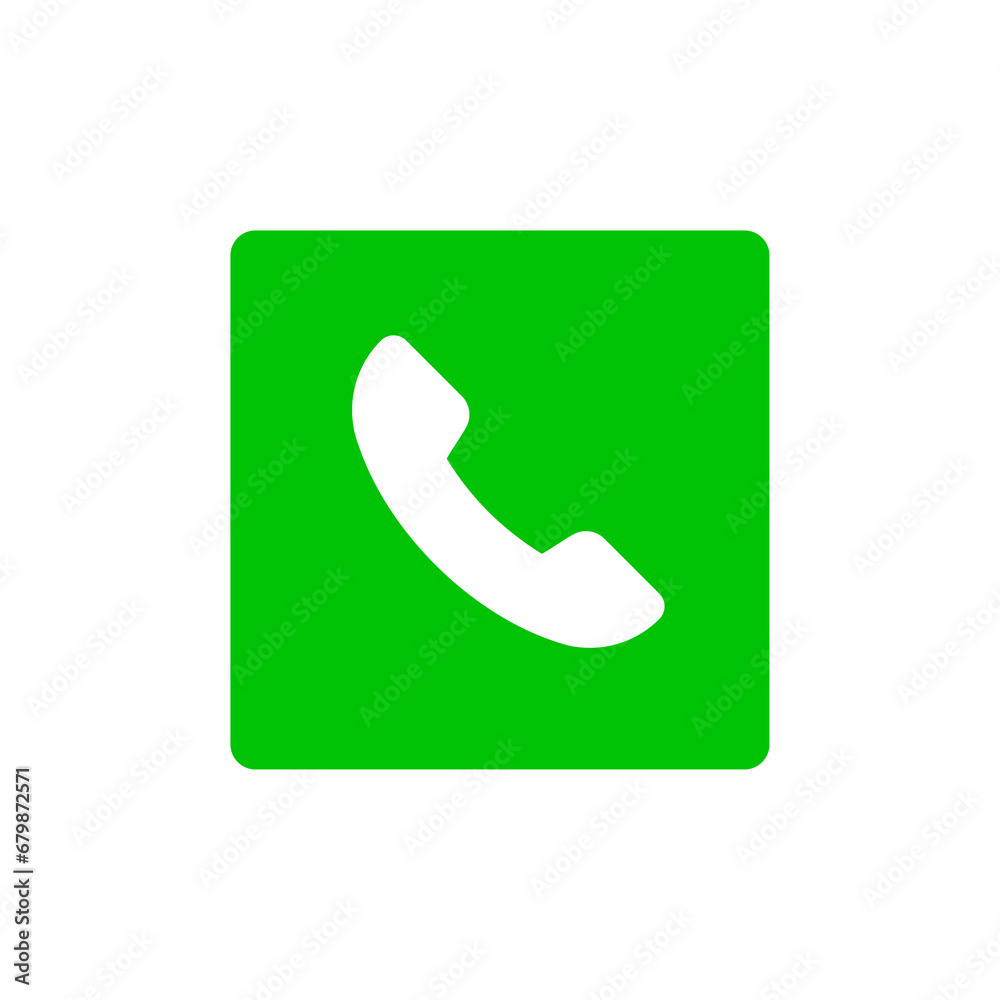 Green phone call button icon PNG. Green telephone answer icon in vector ...